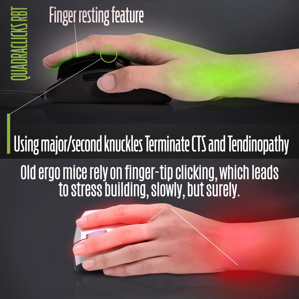 Wrist Pain Solution RBT Mouse with Three year Warranty – QuadraClicks ...